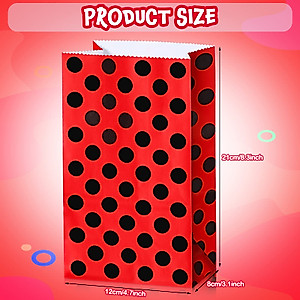 Gersoniel Ladybug Party Bags (28 Count) - Red Polka Dots, Sturdy Paper, Perfect for Birthday Party Favors or Daily Life