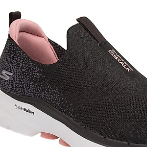 Skechers Women's GO Walk 6-Glimmering Sneaker, Black/Pink, 8.5
