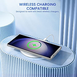 Caka [1+5] for Galaxy S23 Ultra Case, S23 Ultra Case Glitter with Camera Lens Protector for Women Girls Girly Sparkle Bling Liquid Phone Case for Samsung Galaxy S23 Ultra 5G - Clear Silver