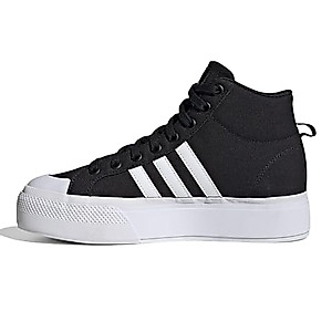 adidas Women's Bravada 2.0 Mid Platform Skate Shoe, Core Black/White/Core Black, 9.5
