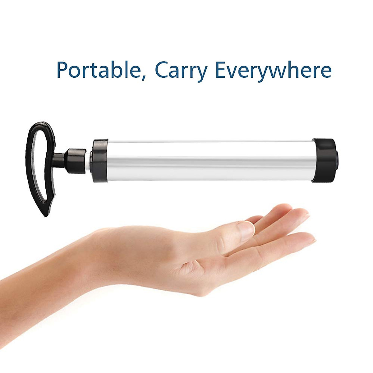 Upgraded Aluminium Alloy Ball Pump Portable Effective Sport Air Pump Inflator with Needles, Nozzles, Extension Hose for Basketball Football Soccer Volleyball Yoga ball Pool Swimming Float Ring ballons