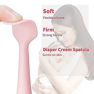 3 Pack Baby Diaper Cream Spatula Applicator, Soft Silicone Butt paste Spatula Diaper Cream Brush with Suction Cup Base (Cyan, Pink, Green)