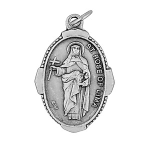 1" Saint and Holy Subject Medal with Prayer Card | Over 25 Different Saints | Durable and Detailed Charm | Pendant Medal Carded with Prayer | Christian Jewelry (St. Rose of Lima)