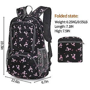 FENGDONG 35L Lightweight Foldable Waterproof Packable Travel Hiking Backpack Daypack for men women Sakura