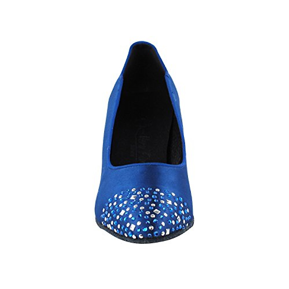 Very Fine Dancesport Shoes - Women Rhinestone Waltz, Tango, Ballroom Dance Shoes - SERA5501-2.5 inch Heel Close Toe (Blue Satin, Size 6)