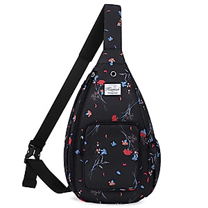 Kamo Sling Backpack Chest Shoulder Bag Crossbody Cycling Travel Hiking Daypack for Men Women With Earphone Hole