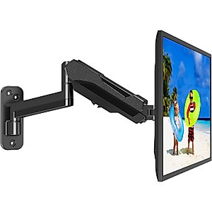 MOUNTUP Single Monitor Wall Mount for Max 32 Inch Computer Screen, Fully Adjustable Gas Spring Monitor Arm, Wall Mounted Monitor Holder Support 2.2-17.6lbs Display, VESA Bracket Fit 75x75mm, 100x100mm