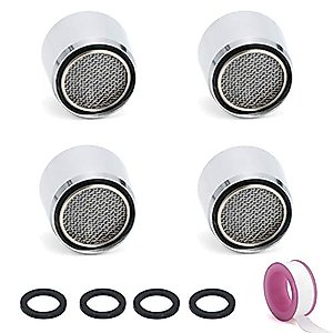 Kitchen Faucet Aerator,22mm /0.87 Inch Female Threaded Brass Housing Aerator with Plumber's Tape, Polished Chrome, 4 Pack