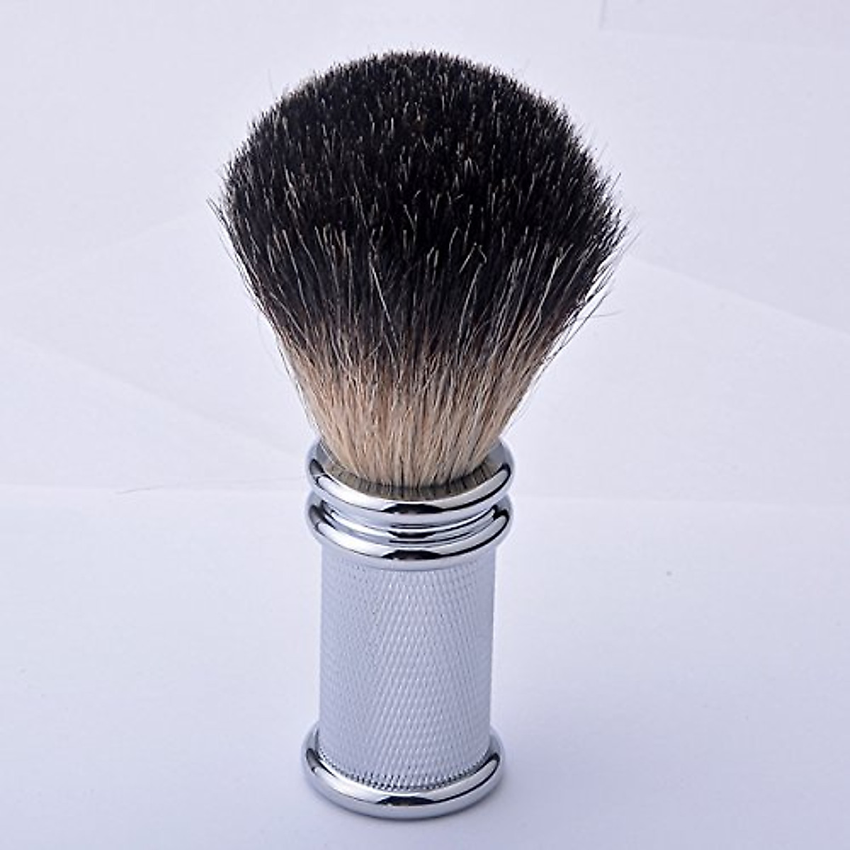 CSB Hand Made Pure Black Badger Hair Shave Brush with Chrome Metal Handle