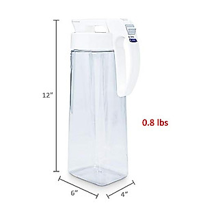 Lustroware Easy Care One-touch Airtight Pitcher 2.2QT (71oz) for Hot or Cold Liquids | High Heat Resistant, Leak Proof & Space Saving | Made in Japan