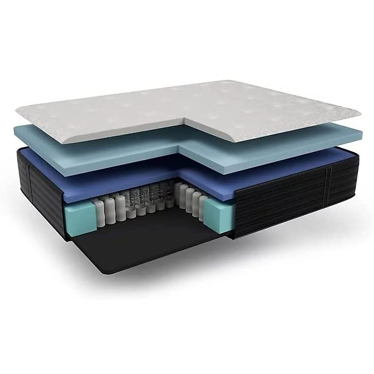 Mielmoon & Elegance Hybrid Mattress Heavy Duty Support-Firm Premium Luxury Motion Isolation/White-Black Natural Latex/Back Pain Relief, Made in USA (Firm,Full XL)