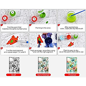 TISHIRON Oil Hand Painting DIY Paint by Numbers for Adults Beginner Bohemian Floral Pattern Drawing with Brushes Living Room Bedroom Decor Gifts for Home Decorations 16x20Inch