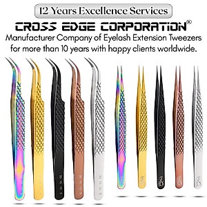 My Lash Tools - Fiber Tip Lash Tweezers for Eyelash Extensions Professional SET OF 3 Volume Boot, Isolation, & Curved Tweezers set Japanese Steel Lash Extension Supplies (Rose Gold)