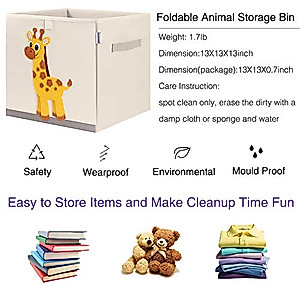 CLCROBD Foldable Animal Cube Storage Bins Fabric Toy Box/Chest/Organizer for Kids Nursery, 13 inch (Elegant Giraffe)