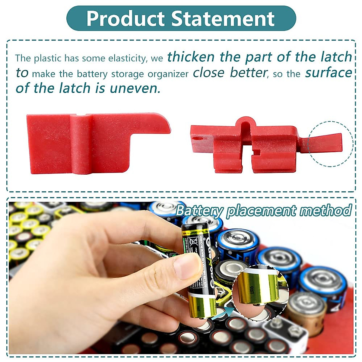 X-Value 230+ Battery Storage Organizer AA AAA C D 9V Waterproof Battery Holder Case with Tester (Red)