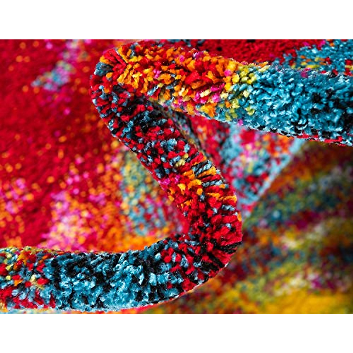 Unique Loom Lyon Collection Modern Abstract Tie-Dye Fireworks Area Rug, 5 x 8 Feet, Multi/Blue