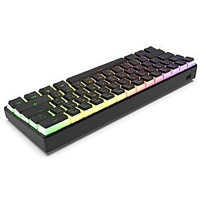 GK GAMAKAY MK61 RGB Pudding Keyboard, 61 Keys Gateron Optical Switch PBT Pudding Keycaps, Hot Swap Backlit Ultra-Compact Wired Gaming Keyboard for Windows Mac PC Gamers (Yellow Switch V2, Black)