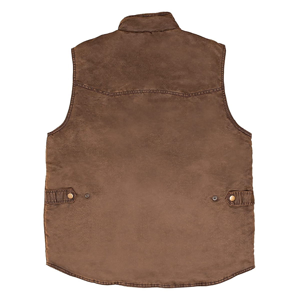 Driver Clothing Co. Men's Heavy Gauge Poly Canvas Utility Work Vest with Soft Flannel Lining and Wax Oil Weather Resistant Finish | 5 Outer Pockets and 3 Inner Pockets | Distressed Brown | XX-Large