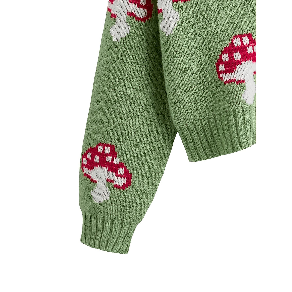 SweatyRocks Girl's Cute Graphic Print V Neck Sweater Button Down Knitted Cardigan Top Green 11-12Y