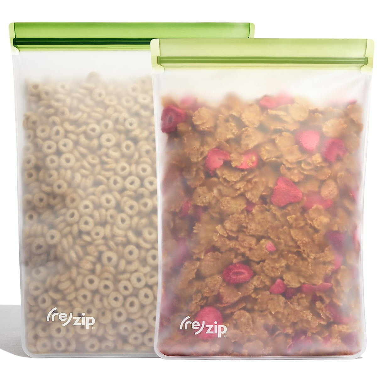 (re) zip 2-Piece Cereal Container Set | Air-Tight Pantry Dry Goods Storage Bag for Cereal, Pasta, Beans, & More | BPA-Free, Food Grade, Leakproof, Freezer and Dishwasher Safe | 10 & 12 Cup