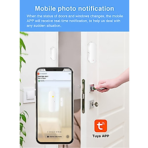 Smart Door Window Sensor: Zigbee Door Sensor with App Alerts, Wireless Contact Sensor for Home Security and Smart Home Automation, Tuya ZigBee Hub Required, Compatible with Alexa Google Home (2 Pack)