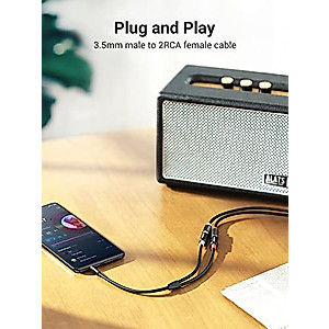 UGREEN RCA to Aux Cable 3.5mm Male to 2RCA Female Adapter Hi-Fi Sound RCA Auxiliary Stereo Audio Cord Gold Plated RCA Y Splitter 1/8 to RCA Connector for iPhone MP3 Tablet Computer Speaker 0.8 FT