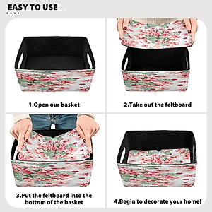 YETTASBIN Cactus Felt Storage Baskets with Handle, Collapsible Open Storage Bin Drawers Storage Box for Shelf Closet Office Bedroom Nursery Home, 2 Pack, g352537900p737c780s1706