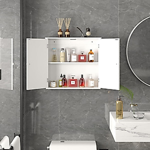 Hamesen Bathroom Wall Cabinet Over Toilet, Space Saver Storage Cabinet with 2 Door Adjustable Shelves, Small Medicine Cabinet for Bathroom Laundry Room Kitchen