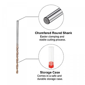 uxcell Twist Drill Bit, 2.2mm Jobber Drill Bit Nanoscale Titanium Coated K35 Tungsten Carbide Straight Shank 60mm Length for Drilling Stainless Steel Alloy Steel