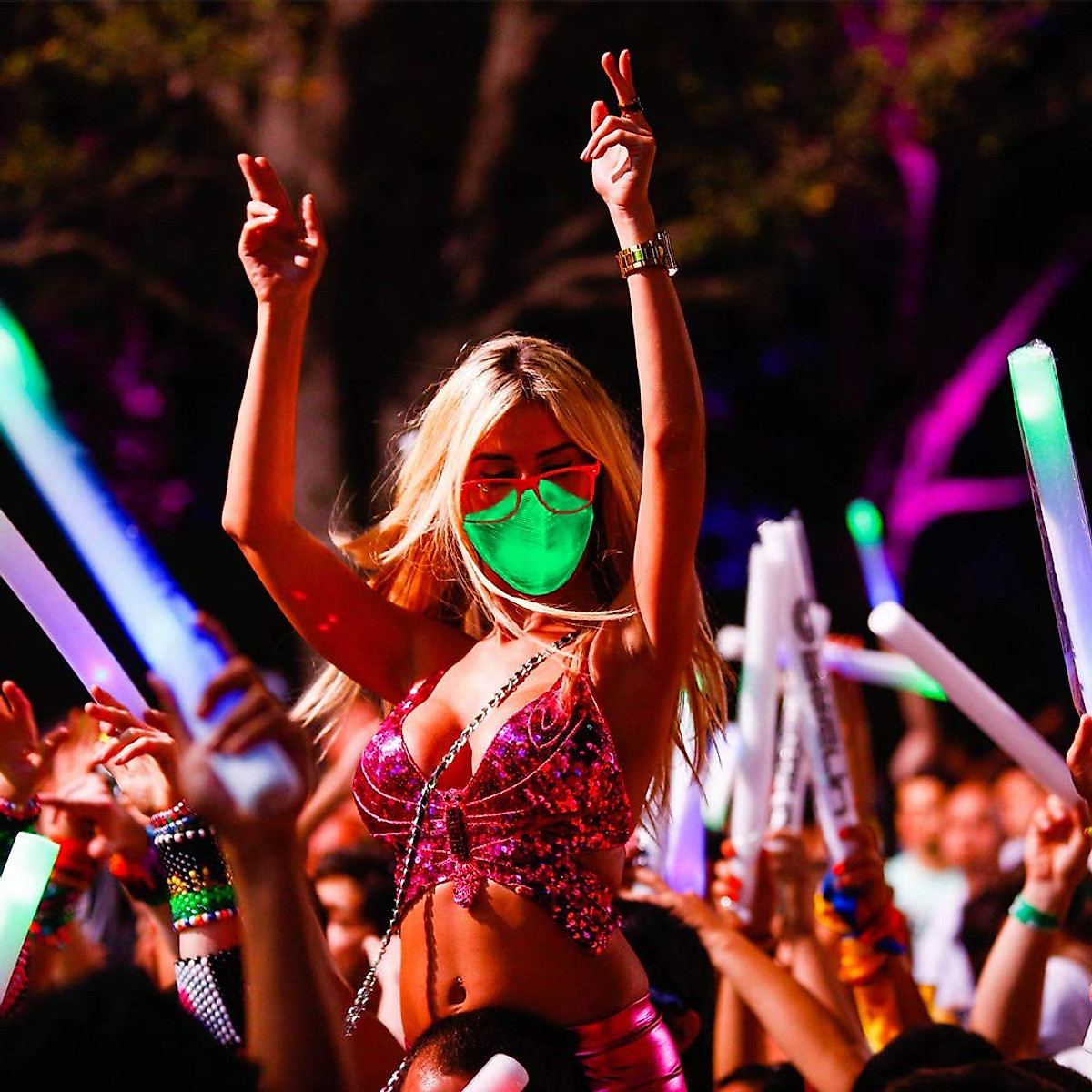 ShineWorld LED Rave Mask Light Up Mask Glowing 7 Colors Luminous,USB Rechargeable for Costumes Party Christmas Halloween for Men Women Childs Face Mask