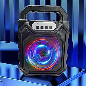 GBSELL Wireless Bluetooth Speaker, Outdoor Portable Stereo with Colourful Running Lights, Portable Mini Stereo, 18-Hour Playtime Outdoor Speaker for Home Party (Black)