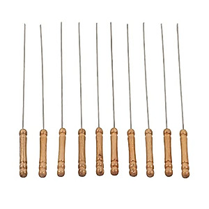 RvSky Garden kit 10pcs Barbecue Skewers Wooden Handle Stainless Steel BBQ Kabob Sticks for Outdoor Barbecue 11.8in