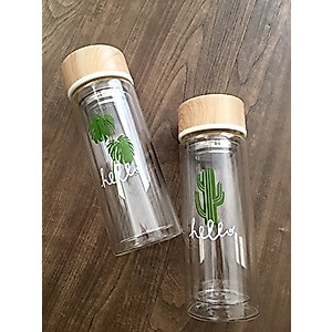 Charmed Double Walled Glass Infuser Bottle, Tea Infuser Bottle carafe 320 ML (Palm tree)