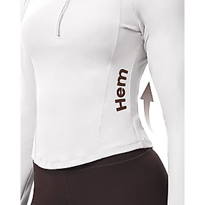 AVGO Workout Jackets for Women Slim Fit Cropped Running Jackets with Thumb Holes Half Zip Athletic Tops（White ，X-Small）