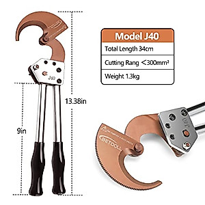 BETOOLL Heavy Duty Aluminum Copper Ratchet Cable Cutters up to 300mm² Wire Cutters 600mcm