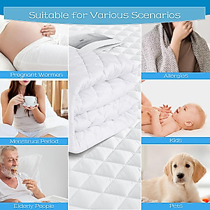 GRT Waterproof Sofa Bed Mattress Pad - 100% Waterproof Full Sleeper Sofa Mattress Protector Quilted, Breathable Noiseless Sofa Mattress Topper Cover, Full 54x72, White