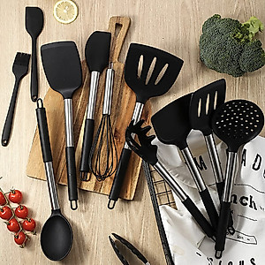 oiuwuig Cooking Utensils Set, Kitchen Utensils 17pcs Cooking Utensils Set, Heat Resistant Non-stick Silicone Kitchen Spatula Set with Stainless Steel Handle (BPA Free, Non Toxic)