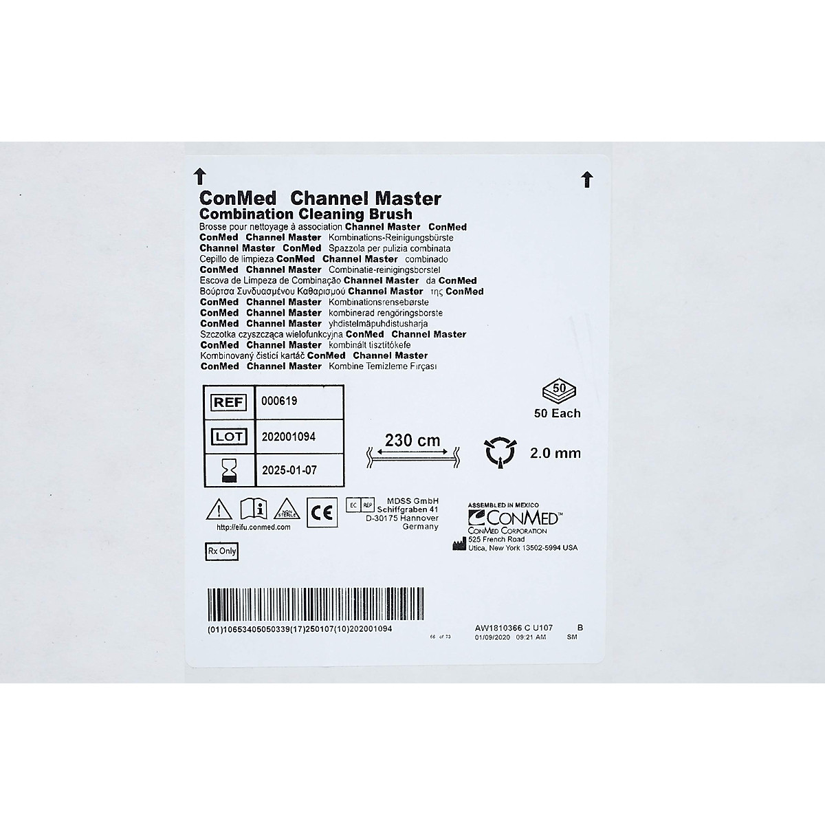 Conmed Corp Channel Master Combination Cleaning Brushes, 230CM x 2.00MM, 000619 (Case of 50)