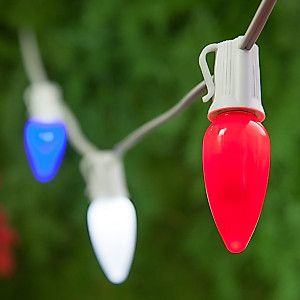 Wintergreen Lighting C9/E17 Light Stringer, E17 Sockets, 12” Socket Spacing, Outdoor String Light Patio Stringer, Fits C9/E17 Size Incandescent or LED Bulbs (25 ft / 25 Sockets, White Wire)