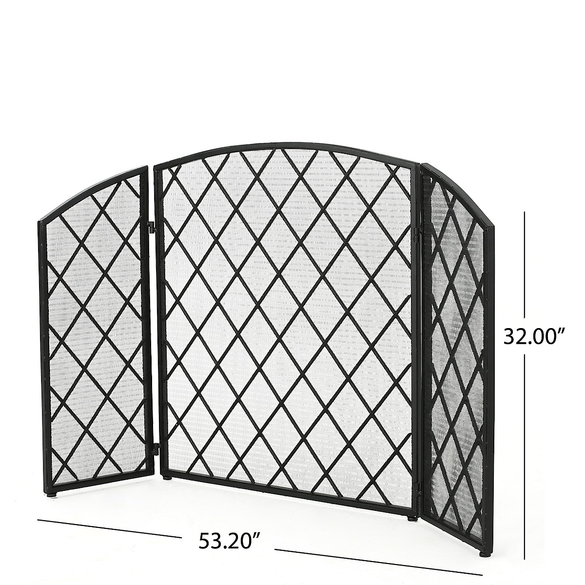 Christopher Knight Home Amiyah 3 Panelled Iron Fireplace Screen, Black