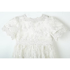 Bow Dream Baby Girl Christening Baptism Dresses Newborn Gowns with Headband Outfit White 3-6 Months
