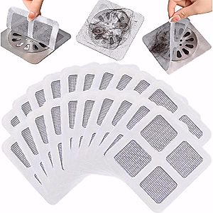 ASOQOLA 30 Pack,4"" X 4"" Disposable Shower Drain Cover, Hair Catcher Shower Drain Mesh Stickers, Bathroom, Laundry, Bathtub, Kitchen, Sink for Human and Pet Hair (30 PCS), Gray, ZZDLT-30P