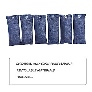 Bamboo Charcoal Deodorizing Air Purifier Bag | Pack Of 6 | Smell Odor Absorber | Charcoal Air Freshener Bag | Breathe green Charcoal Bag |For Shoes, Gym, Suitcase, And Closet | Lightweight