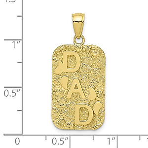 Solid 10k Yellow Gold Dad Nugget Dog Tag Pendant Charm
