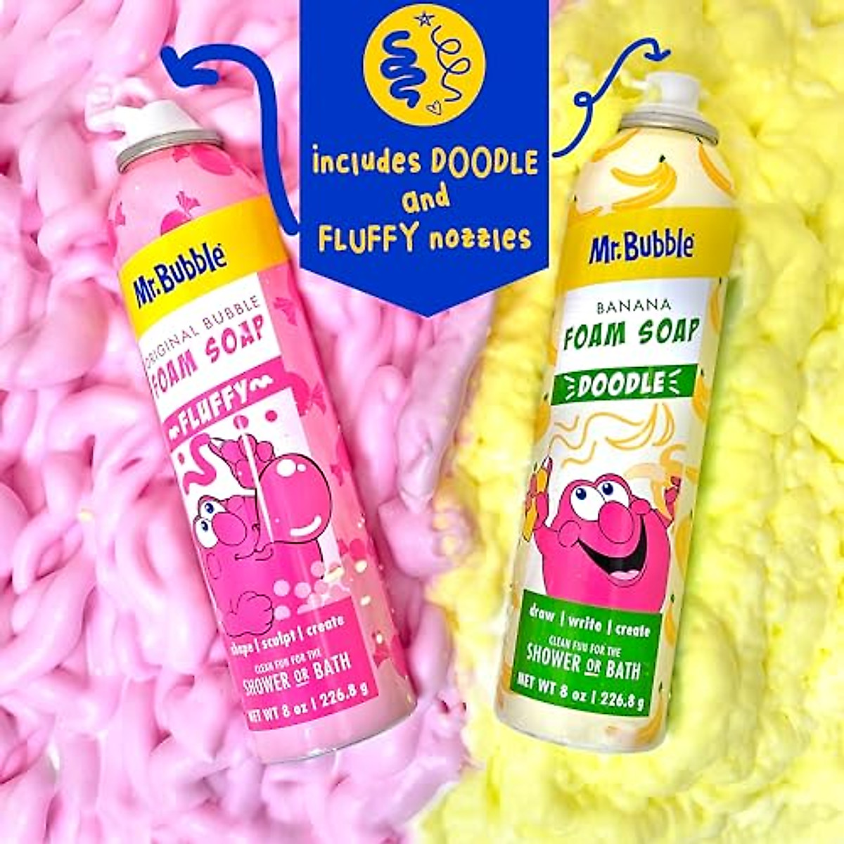 Mr. Bubble Twin Pack Foam Soap - Sculpt and Draw in the Tub; Soft, Moldable, Gentle, Scented Foam (Pack of 2, 8 fl oz Each)