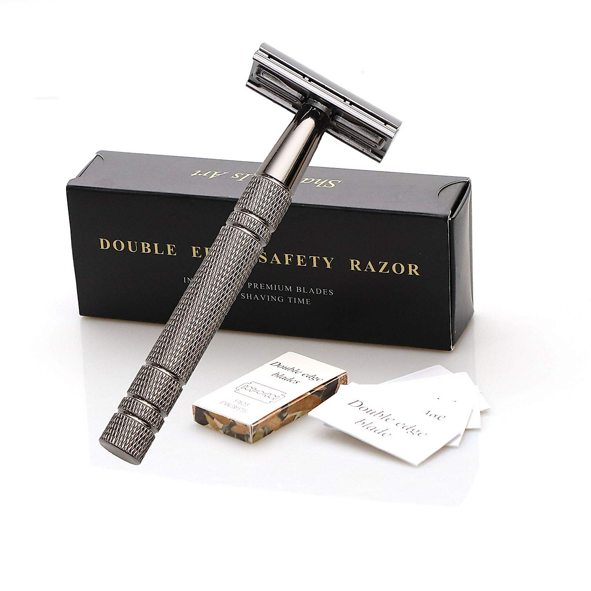 LEYMING Double Edge Safety Razor with 10pcs Blades, Metal One Single Blade Razor, Classic Wet Shaving Manual Shavers Fits Standard Razor Blades, Gift for Men