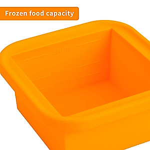 NAKTOW Silicone Freezing Tray with Lid - 2-Cup 4 Pack Freezer Containers,Make 1 Perfect Freezing,Storing Soups, Foods, Stews, Dips or Sauces Simple and Convenient Color Orange
