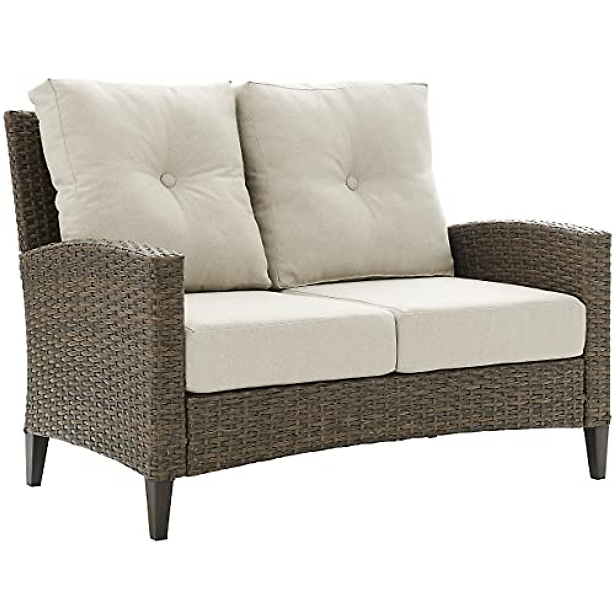 Crosley Furniture CO7161-LB Rockport Outdoor Wicker High Back Loveseat, Light Brown