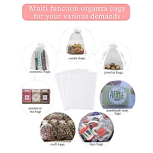 Jexila 100PCS Sheer Organza Bags 5''X7'' White Mesh Drawstring Bags Small Jewelry Bag for Wedding Party Favor Pouch Gift Bags