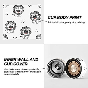 CaTaKu Happy Lions Water Bottle Insulated 16 oz Stainless Steel Flask Thermos Bottle for Coffee Water Drink Reusable Wide Mouth Vacuum Travel Mug